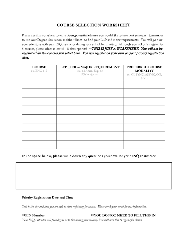 Fillable Online A Guide to completing your Degree Planner Fax Email ...