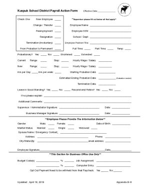 Fillable Online B-08-Payroll Action Form Fax Email Print - pdfFiller