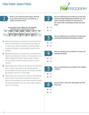 Fillable Online Policy Tracker: Sponsor Policies Fax Email Print ...