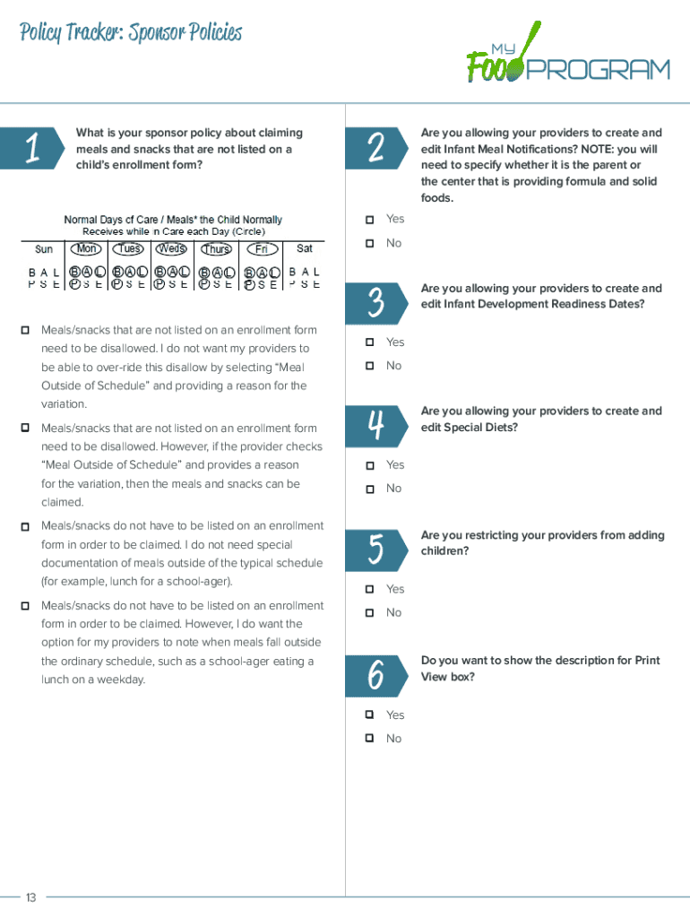 Fillable Online Policy Tracker: Sponsor Policies Fax Email Print ...