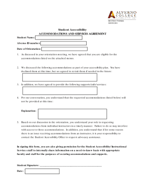 Fillable Online Accommodations Agreement Form - Copy Fax Email Print ...