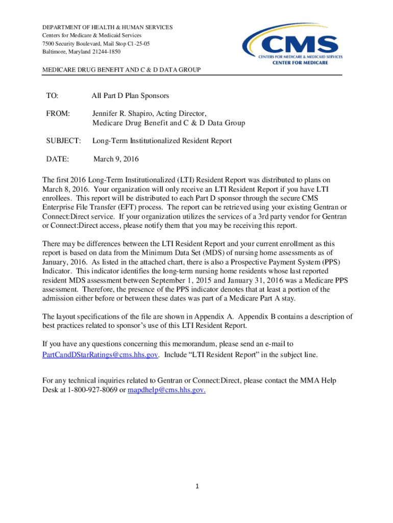 Fillable Online Long-Term Institutionalized Resident Report Memo Fax ...