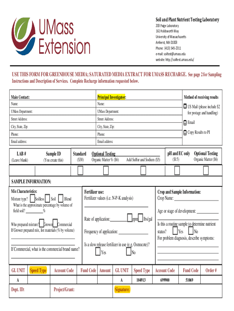 Fillable Online ag umass USE THIS FORM FOR GREENHOUSE MEDIA Fax Email ...