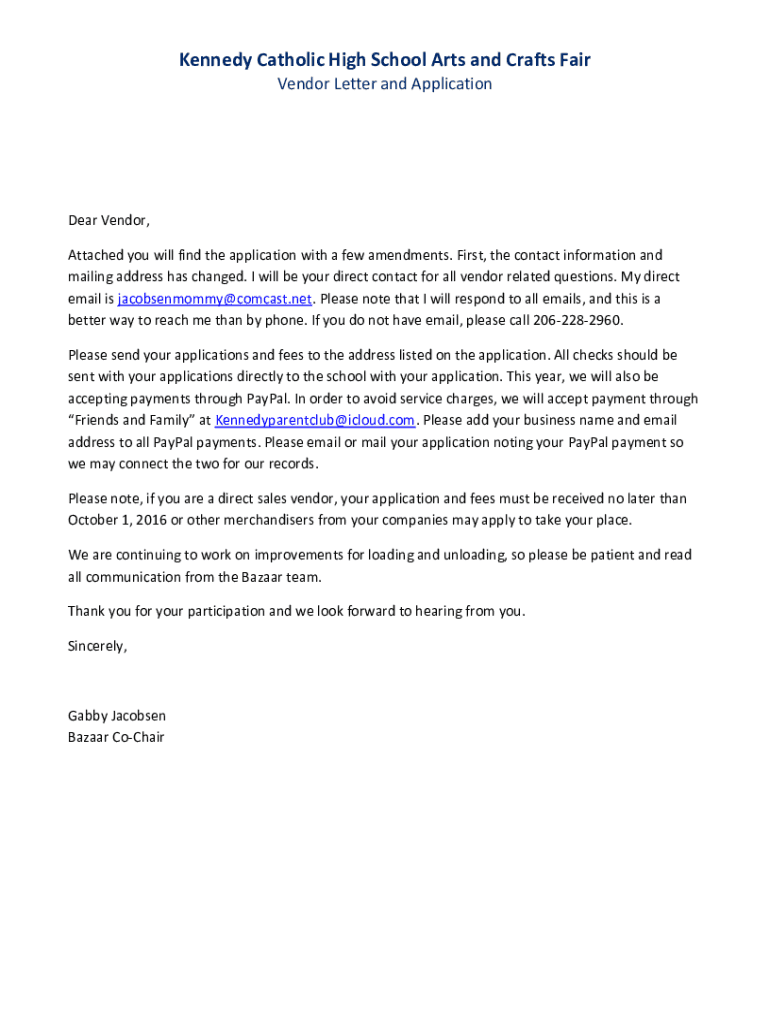 Fillable Online Vendor Letter and Application Fax Email Print - pdfFiller