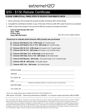 Fillable Online $50 - $150 Rebate Certificate Fax Email Print - pdfFiller