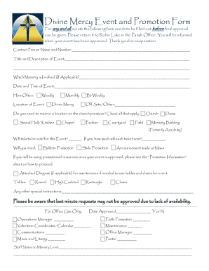 Fillable Online Divine Mercy Event and Promotion Form Fax Email Print ...