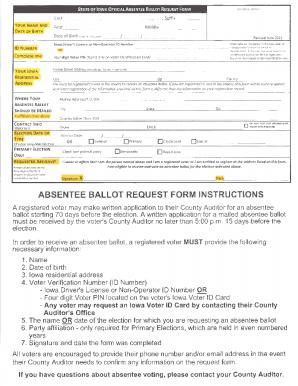 Fillable Online Absentee Ballot Request FormImportant Reminders Fax ...