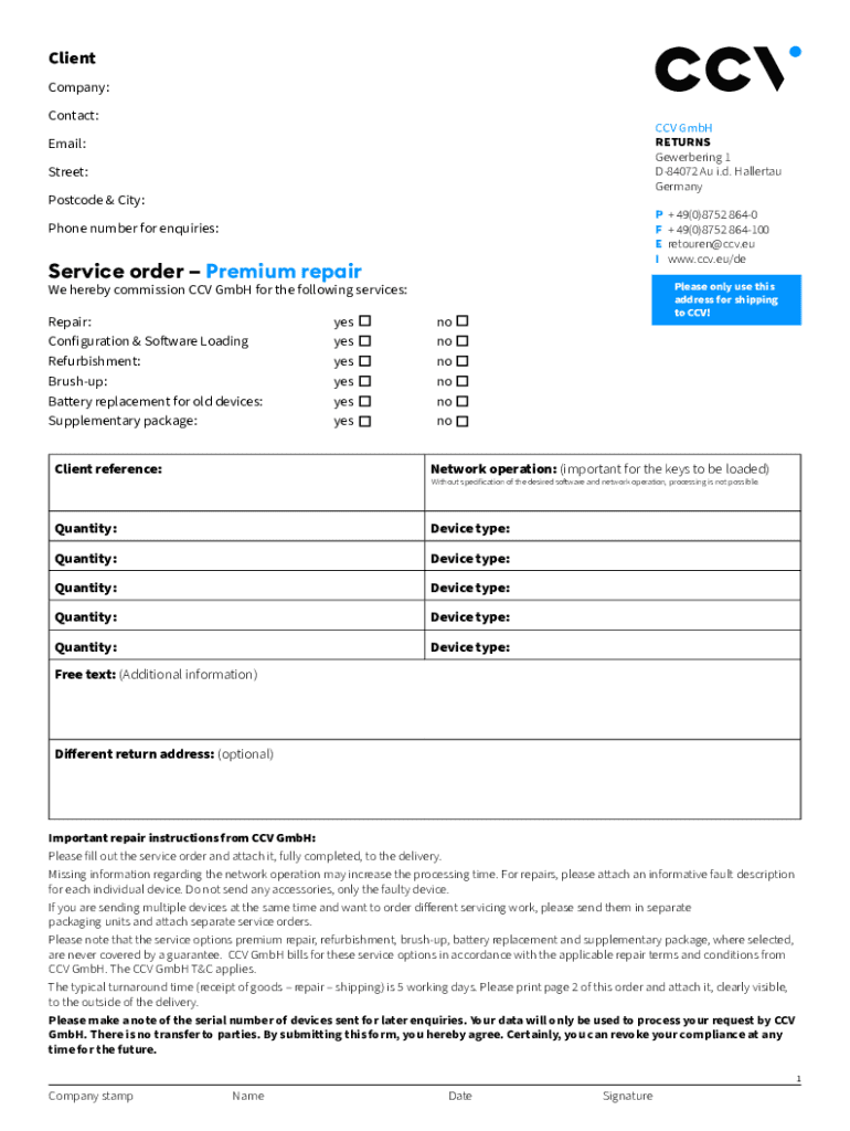 Fillable Online CCV GmbH Company Profile - AU I.D.HALLERTAU Fax Email ...