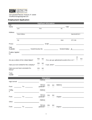 RBM Contracting Services LLC, 118 Industrial Park Rd, ... Doc Template ...