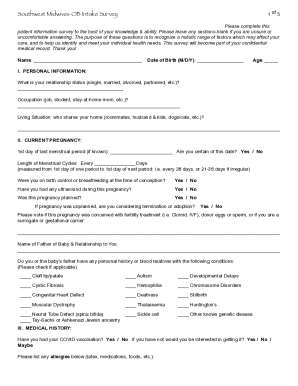 Fillable Online OB Medical History Form9321 Fax Email Print - pdfFiller