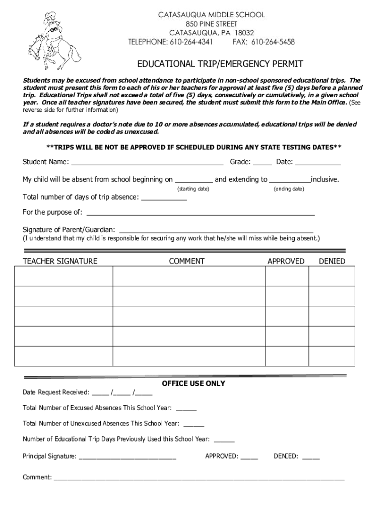 Fillable Online Educational Tour and Trip Request Form Fax Email Print ...