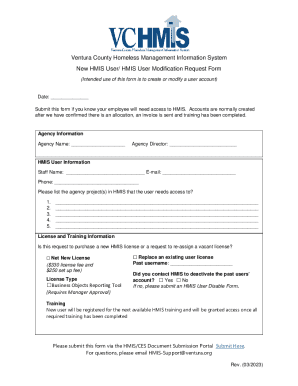 Fillable Online HMIS User Modification Request Form Fax Email Print ...