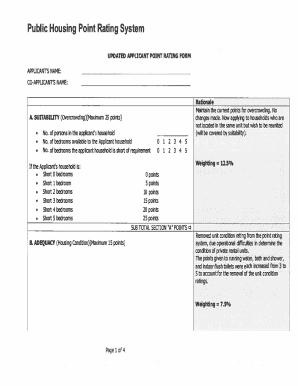 Fillable Online Public Housing Point Rating System Fax Email Print ...