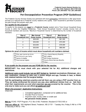 Fillable Online Pet Overpopulation Prevention Program Application (POP ...