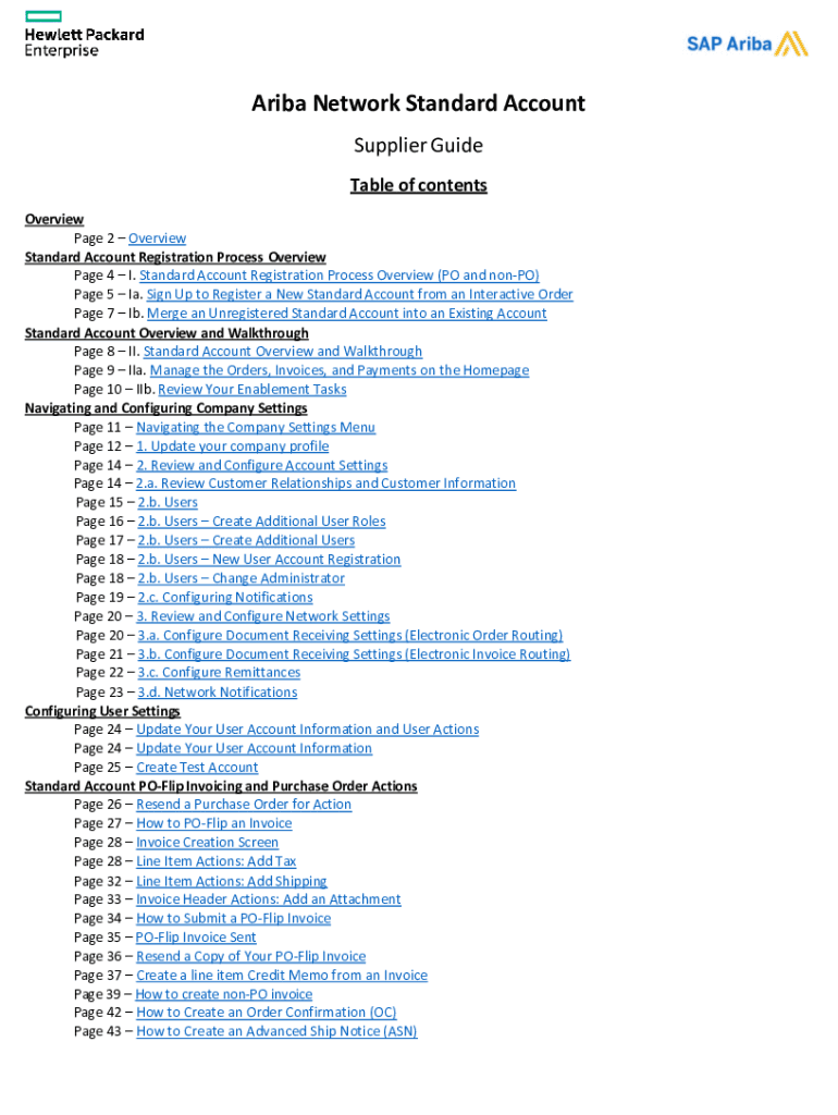 Fillable Online Ariba Network Standard Account Fax Email Print - pdfFiller
