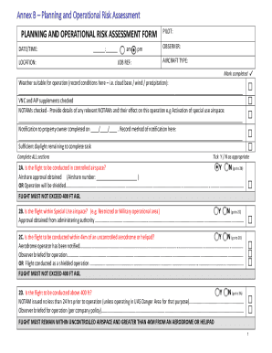 Fillable Online 102SE001 Annex B Planning and Operational Risk ...