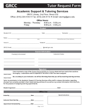 Fillable Online Tutor request form Fax Email Print - pdfFiller