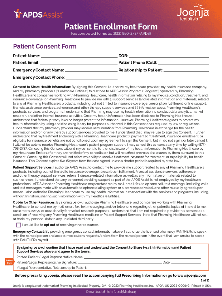 Fillable Online Fax completed forms to: (833) 850-2737 (APDS) Fax Email Print - pdfFiller