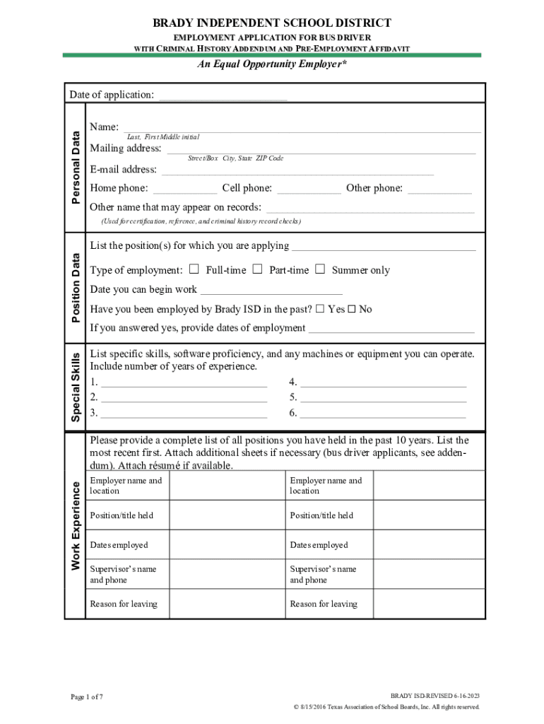 Fillable Online may isd application for bus driver personnel Fax Email ...