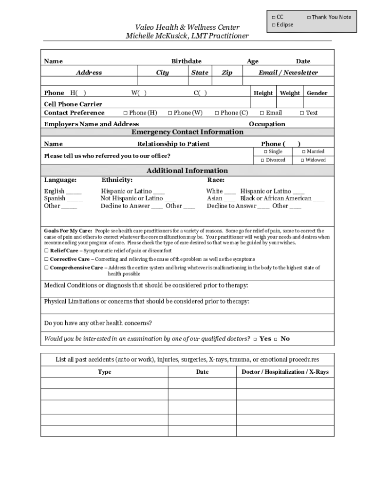 Fillable Online Valeo Health and Wellness Center Application Form Fax Email Print - pdfFiller