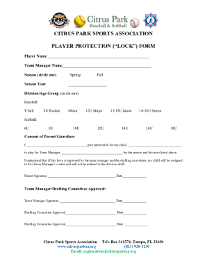 Fillable Online CPSA Player Protection-Lock Consent Form.docx Fax Email ...