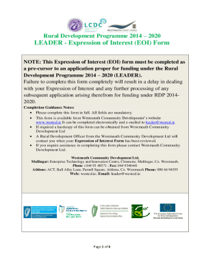 Fillable Online 2020 LEADER Expression of Interest (EOI) Form NOTE Fax ...