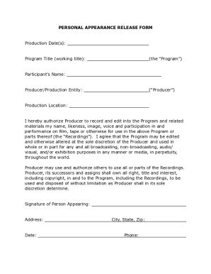 Fillable Online Release Form Template - Fill Online, Printable ...