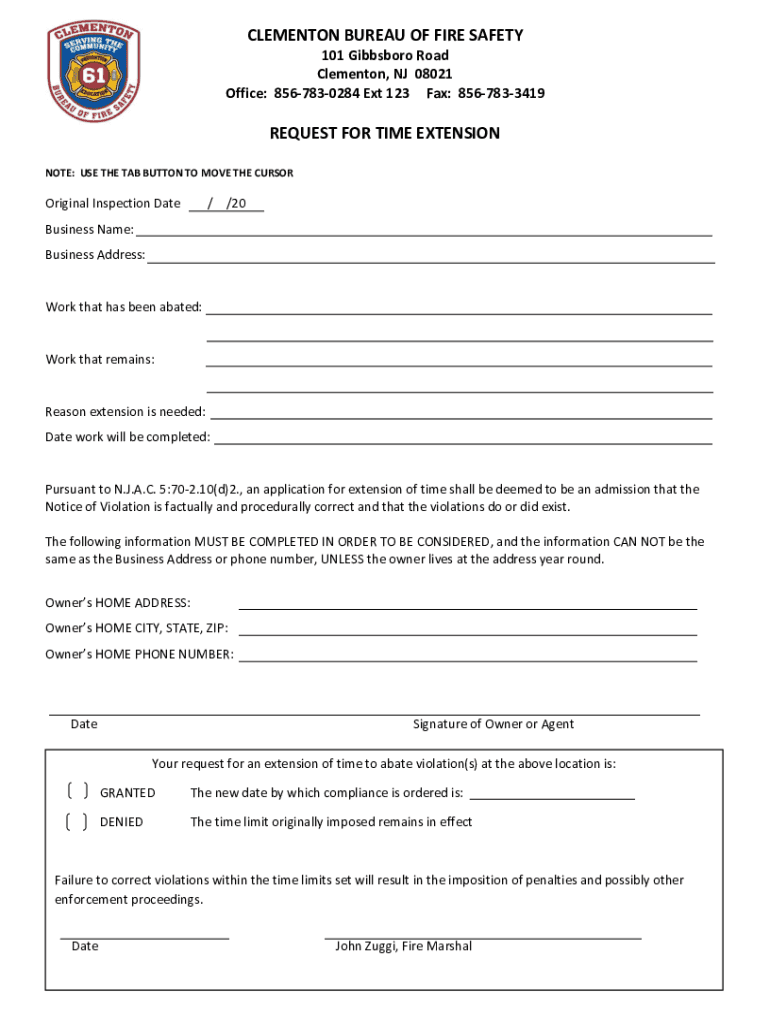 Fillable Online Clementon Fire Department - NJ Fax Email Print - pdfFiller