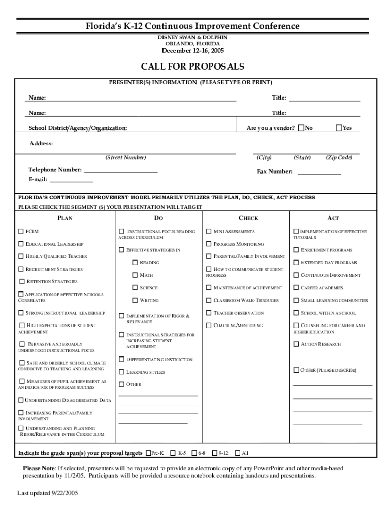 Fillable Online info fldoe Florida's K-12 Continuous Improvement Conference Fax Email Print ...