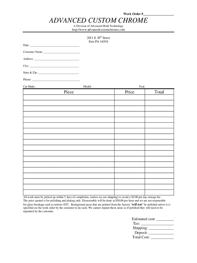 Fillable Online What Is A Work Order How It Benefits Your Organization 