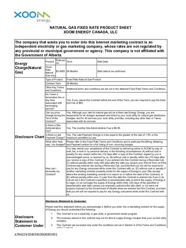 Fillable Online Natural Gas Fixed Rate Product Sheet Fax Email Print ...