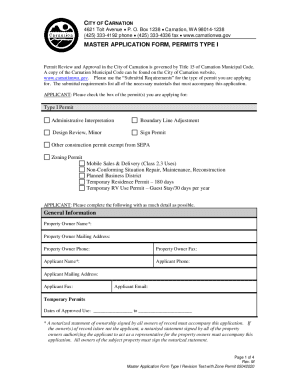 Fillable Online Master Application Form, Permits Type I Fax Email Print ...