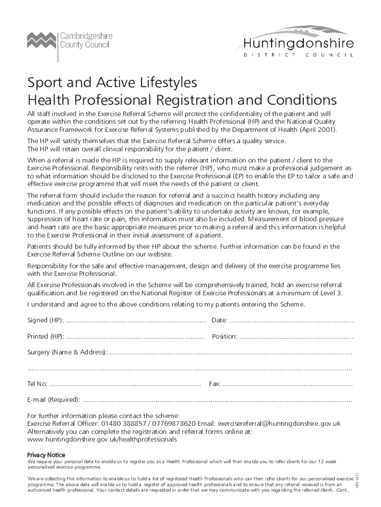 Fillable Online Health Professional Registration Form Fax Email Print ...