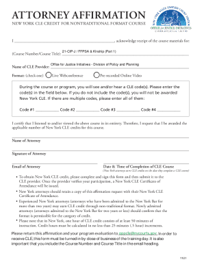 Fillable Online Attorney Affirmation Form for CLE Credit Fax Email ...
