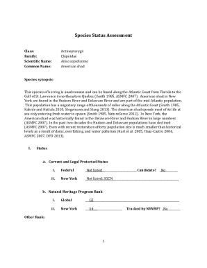 Fillable Online Species Assessment for American shad. Species ...
