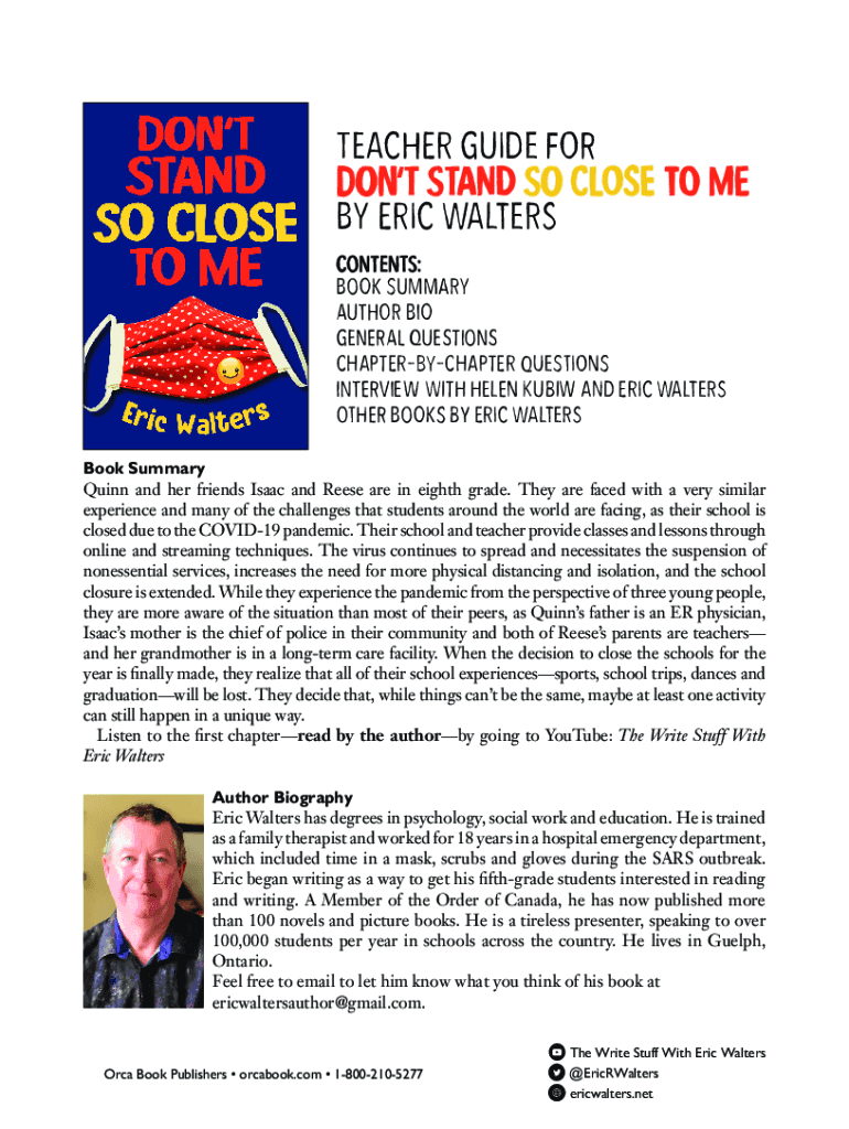 Fillable Online Don't Stand So Close to Me - By eric Walters Fax Email ...