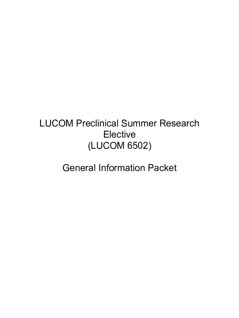 Fillable Online LUCOM Medical Student Pre-Clinical Research Elective ...