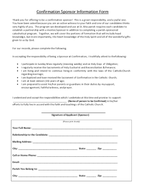 Fillable Online Confirmation Sponsor Information Form Fax Email Print - pdfFiller