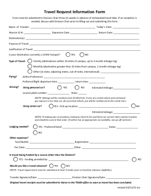 Fillable Online Travel Request Information Form Fax Email Print - pdfFiller