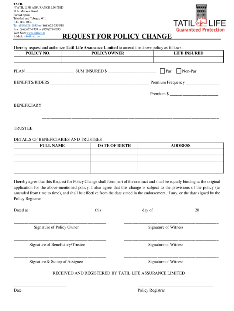 Fillable Online tatil co Trinidad and Tobago Insurance Limited Fax ...