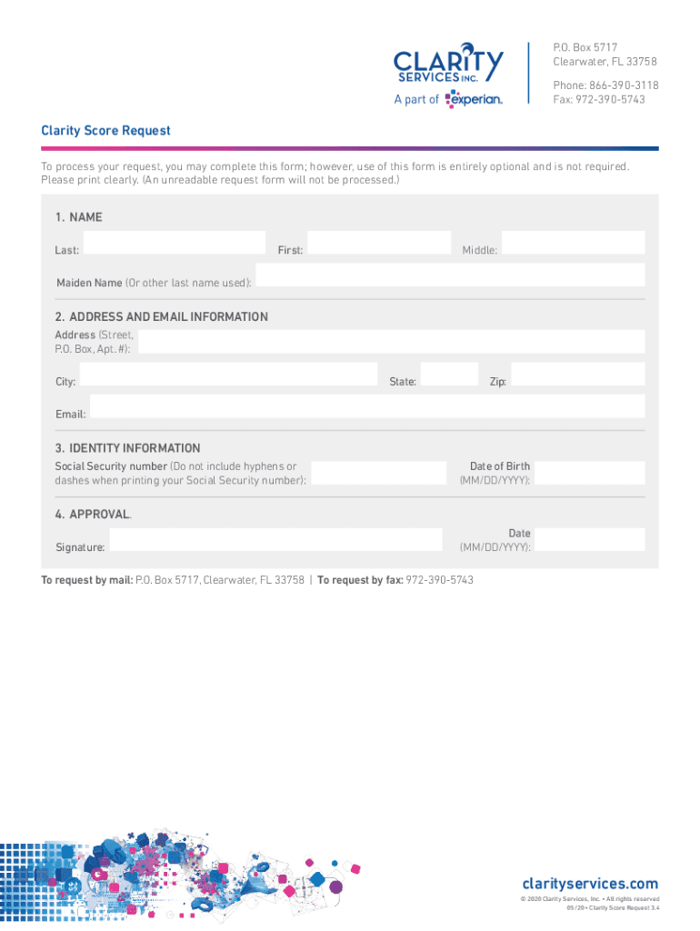 Fillable Online Credit Score Disclosure Request Form Fax Email Print - pdfFiller