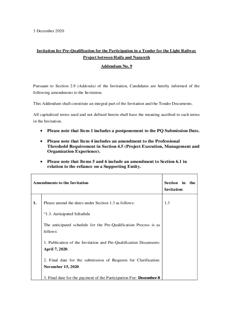 Fillable Online Invitation for pre-qualification for the participation ...