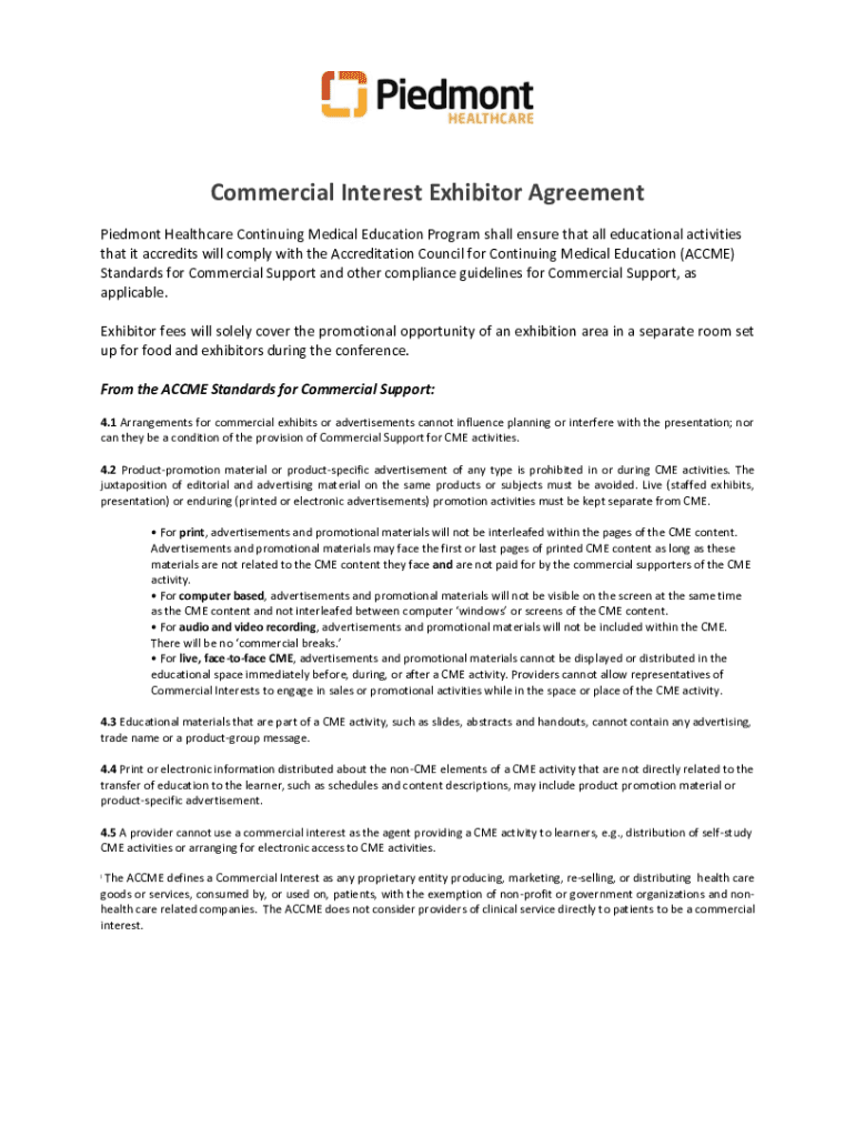 Fillable Online Commercial Interest Exhibitor Agreement Fax Email Print ...