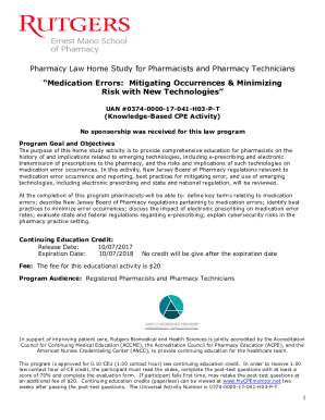 Fillable Online pharmacy rutgers Medication Safety: The Role of the Technician in ... Fax Email ...