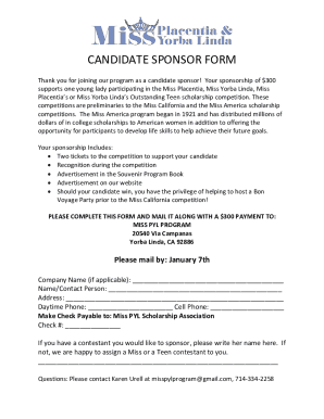 Fillable Online CANDIDATE SPONSOR FORM Fax Email Print - pdfFiller