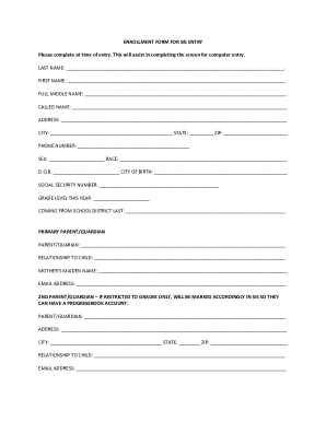 Fillable Online ENROLLMENT FORM FOR SIS ENTRY.docx Fax Email Print ...