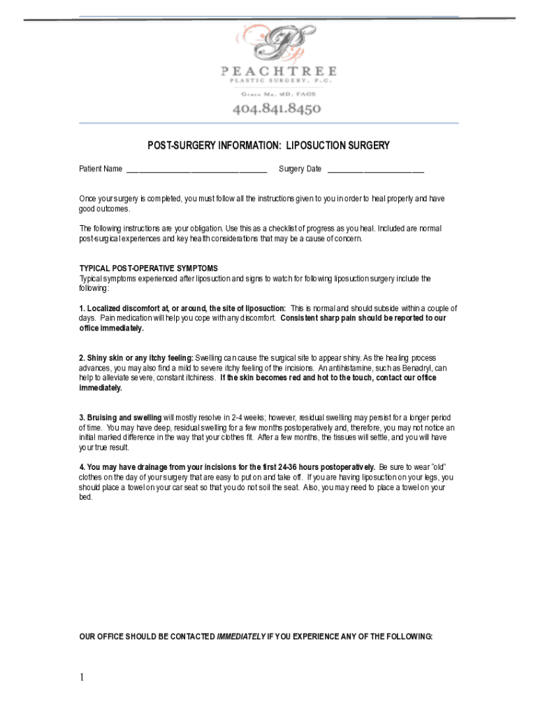 Fillable Online Post-op Liposuction Fax Email Print - pdfFiller