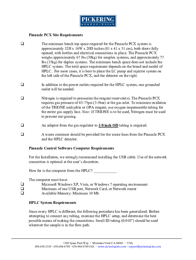 Fillable Online Pickering Laboratories Pinnacle PCX Post-Column ... Fax ...
