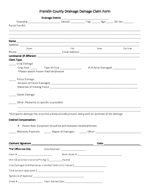 Fillable Online Franklin County Drainage Damage Claim Form Fax Email ...