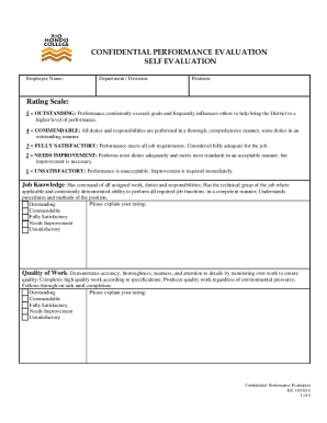 Fillable Online CONFIDENTIAL PERFORMANCE EVALUATION SELF EVALUATION 10 ...
